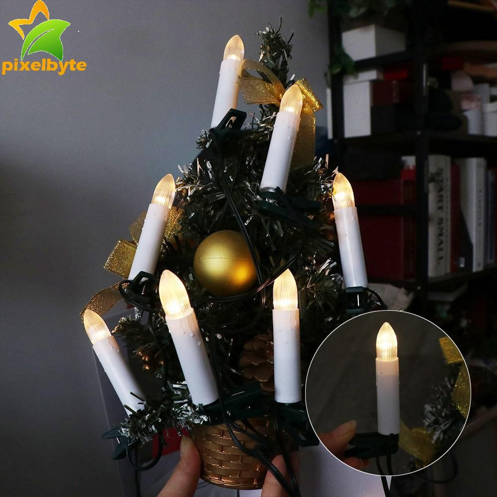 Pixelbyte 20 ชิ้น LED เทียน String, Flameless คลิปบนต้นคริสต์มาสไฟตกแต่ง, บรรยากาศเค้าโครงกรวย ...