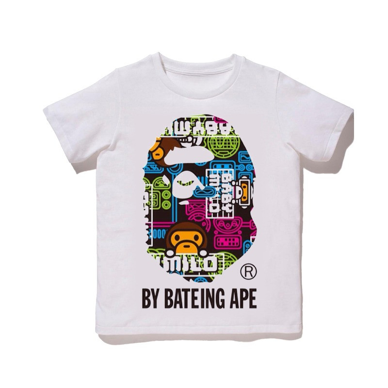 A BATHING APE 220G ผ้าฝ้าย 100% NELLY Bape เสื้อยืด BOY A ชุดว่ายน้ํา Ape Head Apes Together ...