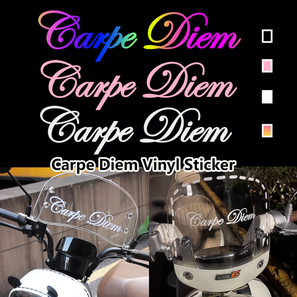 แฟชั่นข้อความ CARPE DIEM สติกเกอร์รถจักรยานยนต์ด้านหน้ากระจกหมวกกันน็อค ...