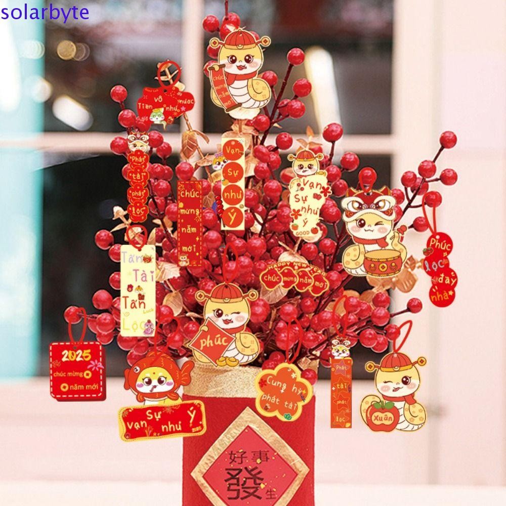 Solarbyte 18 ชิ้นจี้ตรุษจีน, คําอวยพรจี้ต้นบอนไซประทับร้อน, การ์ดอวยพรจีน กระดาษจีนโบราณ ปีงู ...