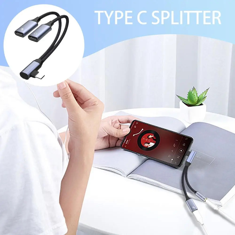 Usbc ถึง Usbc Splitter คู่ Type C อะแดปเตอร์เสียง 2-in-1 ประเภท C หูฟัง ...