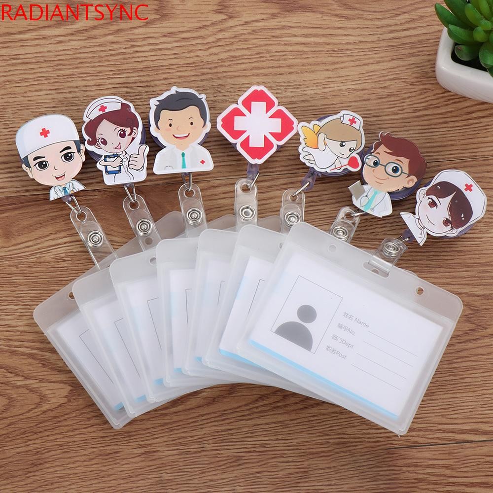 Radiantsync พยาบาลหมอทํางานการ์ดการ์ตูนผู้ถือบัตรคลิปอลูมิเนียม ID Card Name Card Holder ...