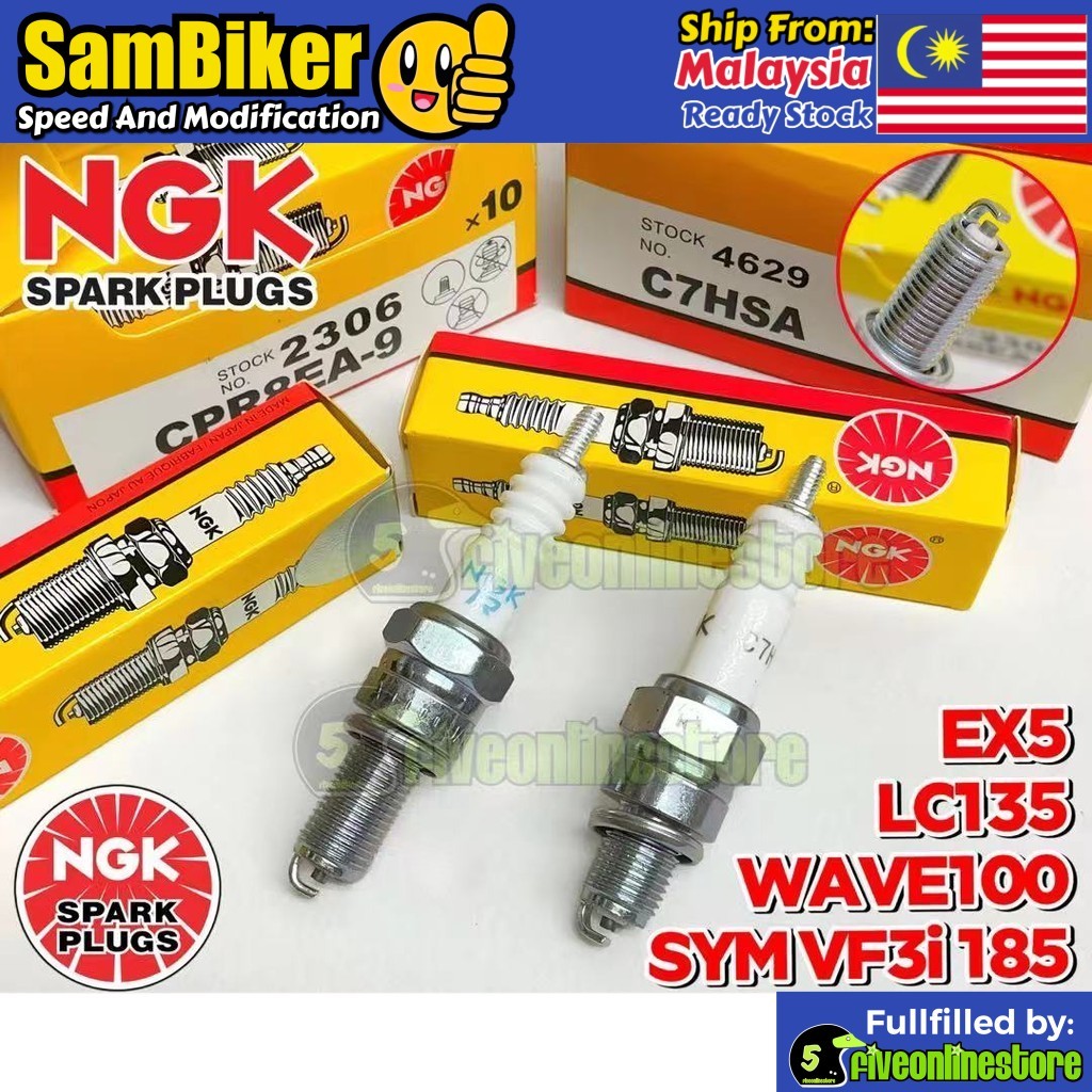 หัวเทียน NGK CPR8EA-9 C7HSA LC135 EX5 DREAM WAVE 100 110 W125 DASH Y15 Y100 SRL110 SYM VF3i ...
