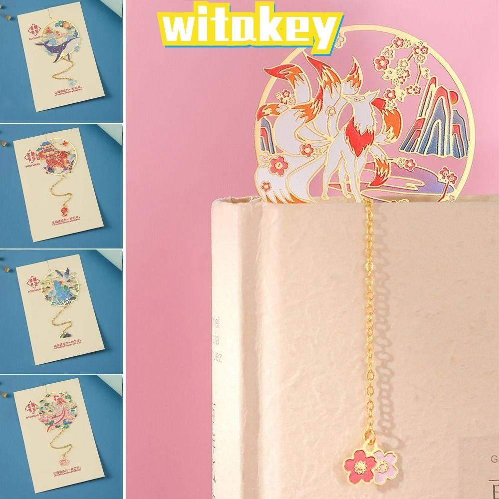 Witakey Book Clip, พู่โลหะทองเหลืองคั่น, จี้ทาสีย้อนยุค สไตล์จีน Pagination Mark เครื่องเขียน ...