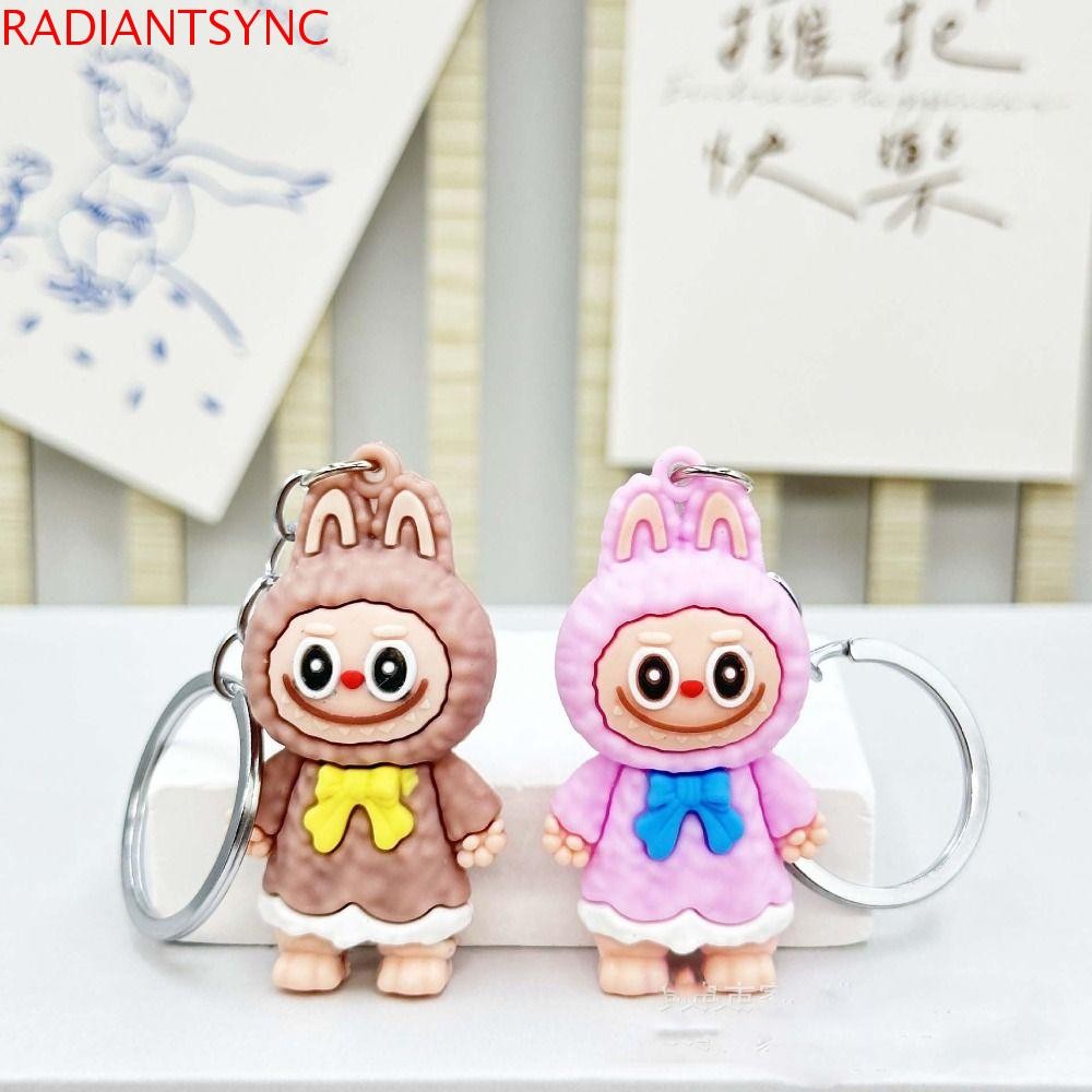 Radiantsync Labubu พวงกุญแจ,การ์ตูน PVC Cross Dressing Labubu จี้,ตลกโบว์กระโปรงตุ๊กตากันน้ําอะ ...