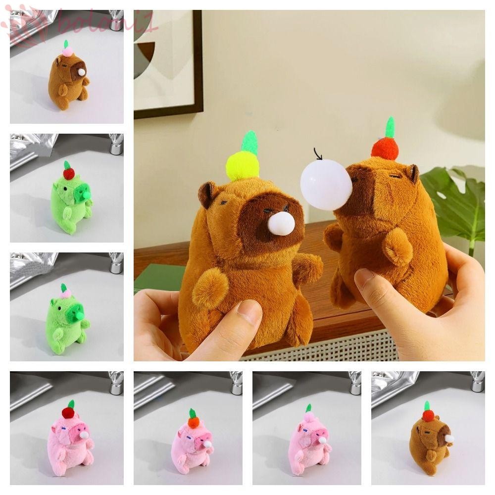 [COD] Capybara Plush Key Chain, Fluffy Soft Blowing Bubble Pendant, Creative Radish Funny Kawaii ...