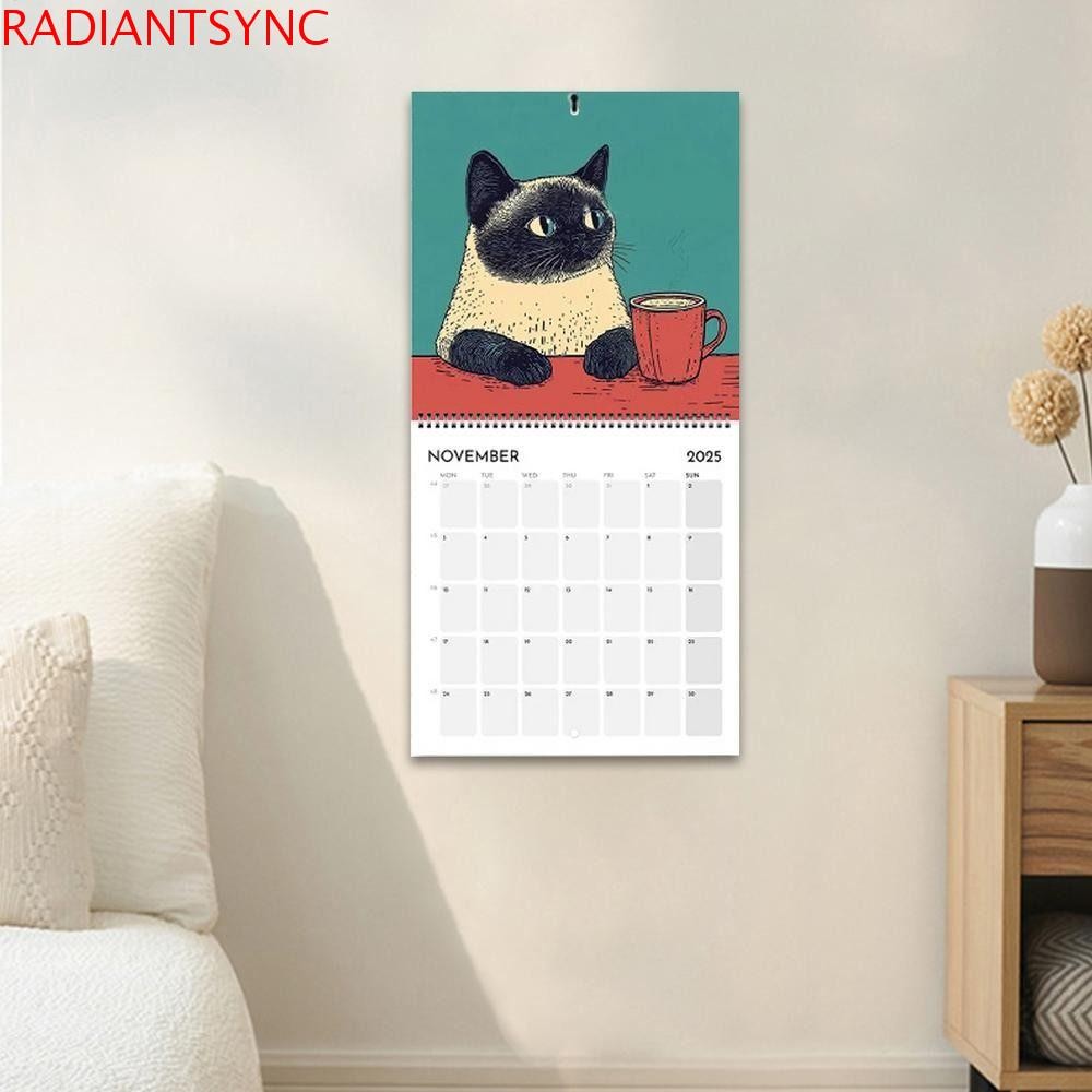 Radiantsync ปฏิทินติดผนังแมวและกาแฟ, การออกแบบแมวปฏิทินแมวมีเสน่ห์แบบแขวน, อเนกประสงค์การ์ตูน ...