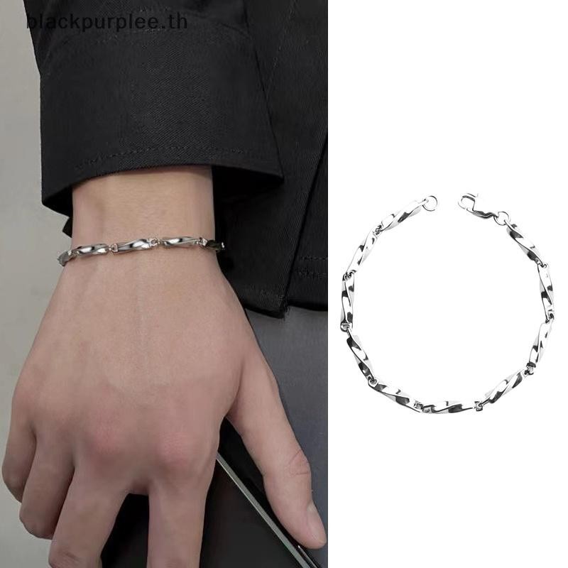 Bpur กําไลข้อมือโซ่บิดสําหรับผู้ชาย Mobius Links สายรัดข้อมือเรขาคณิต ...