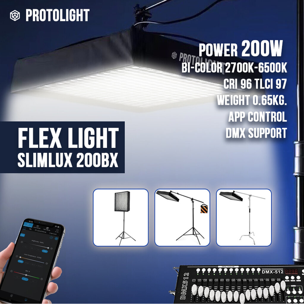 Protolight Flex Light Slimlux 200BX ไฟLED Flex น้ำหนักเบา รองรับ APP/DMX พร้อมsoftbox ไฟ ...