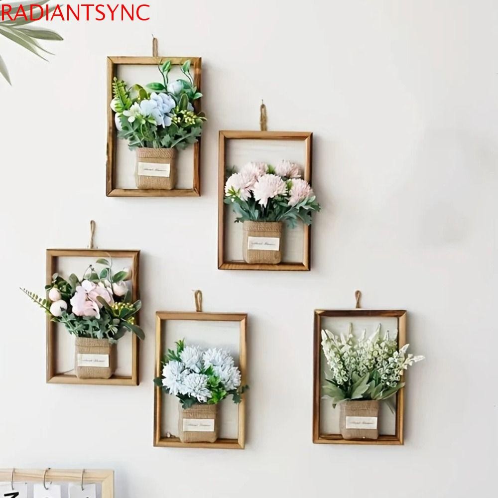 Radiantsync ดอกไม้เทียมตกแต่งผนัง, 3D ไม้ไฮเดรนเยีย Wall Decor, ดอกไม้แสดงกล่องกรอบรูป Bud ...