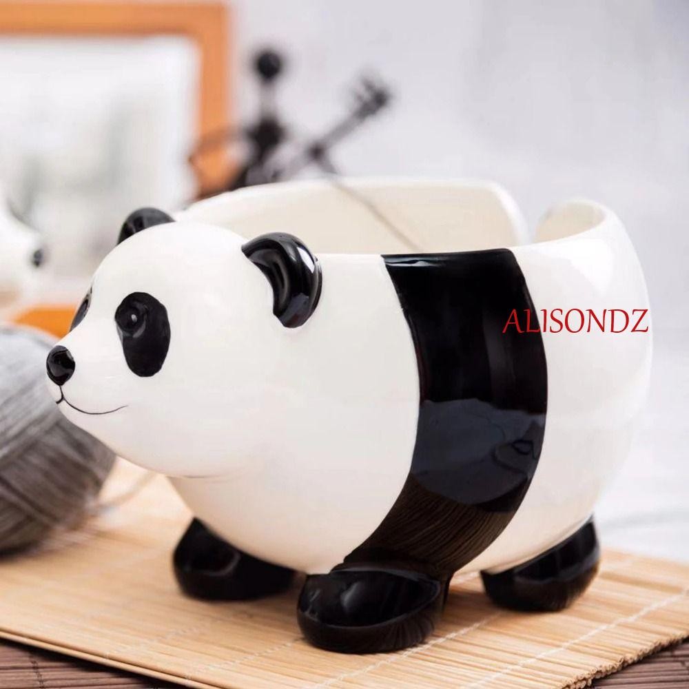 Alisondz เซรามิค Panda Yarn Bowl,เซรามิค Creative ถักเส้นด้าย Ball ...