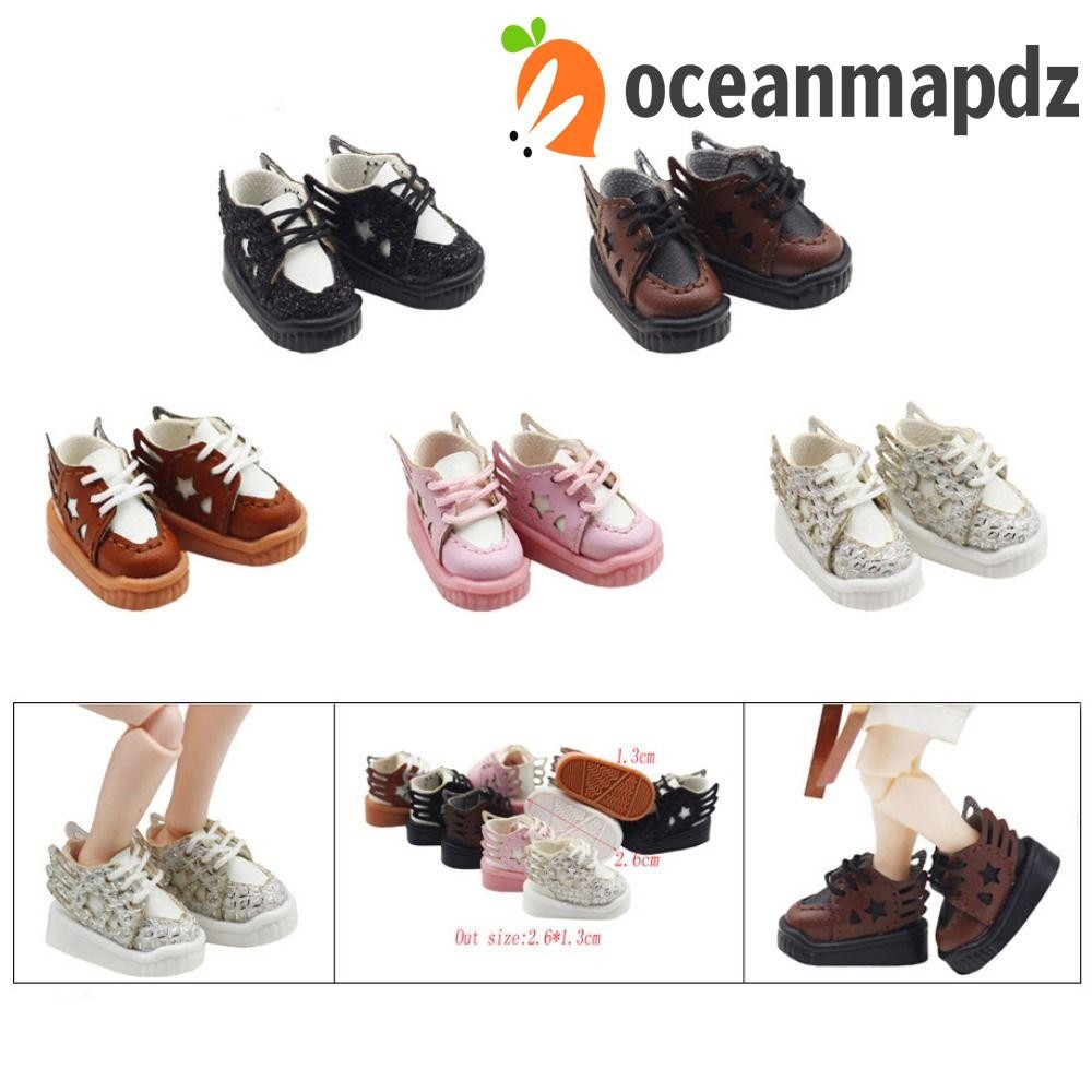 Oceanmapdz 1/12 ตุ๊กตา BJD รองเท้า, 2.6 ซม.Hollow Out Star ตุ๊กตารองเท้าหนัง PU, มินิเสื้อผ้าของ ...