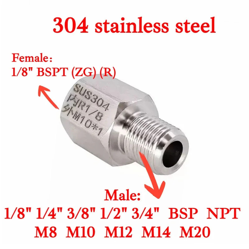 1/8 "bspt หญิงชาย HEX ลดบุช, M10, 1/8", 1/4 ", 3/8" bsp/npt อะแดปเตอร์, | Shopee Thailand