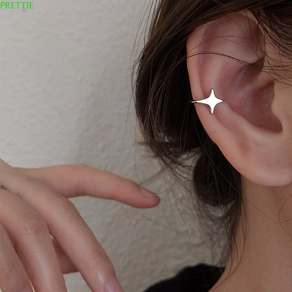 Prettie ผู้หญิงต่างหู Minimalist 2 ชิ้นคลิปต่างหู Ear Cuff Star รูป Little C Cubic Star คลิปหู ...