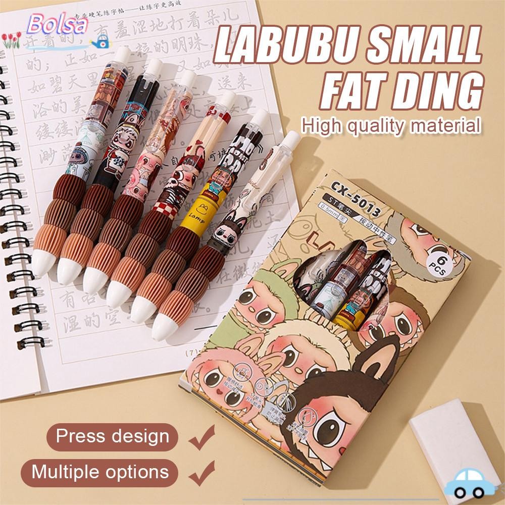Bolsa Ink Pens ปากกาเจลสีดํา Grip คุณภาพสูง 0.5 มม. Labubu Press Pen ...