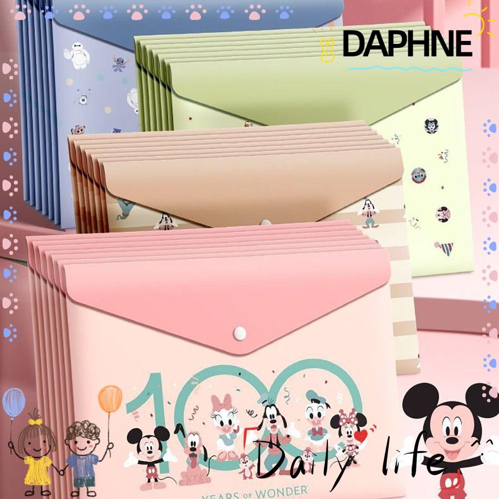 DAPHNE 5 ชิ้น/เซ็ต A4 แฟ้มโฟลเดอร์, Stitch/Mickey กันน้ําแฟ้มกระเป๋า ...