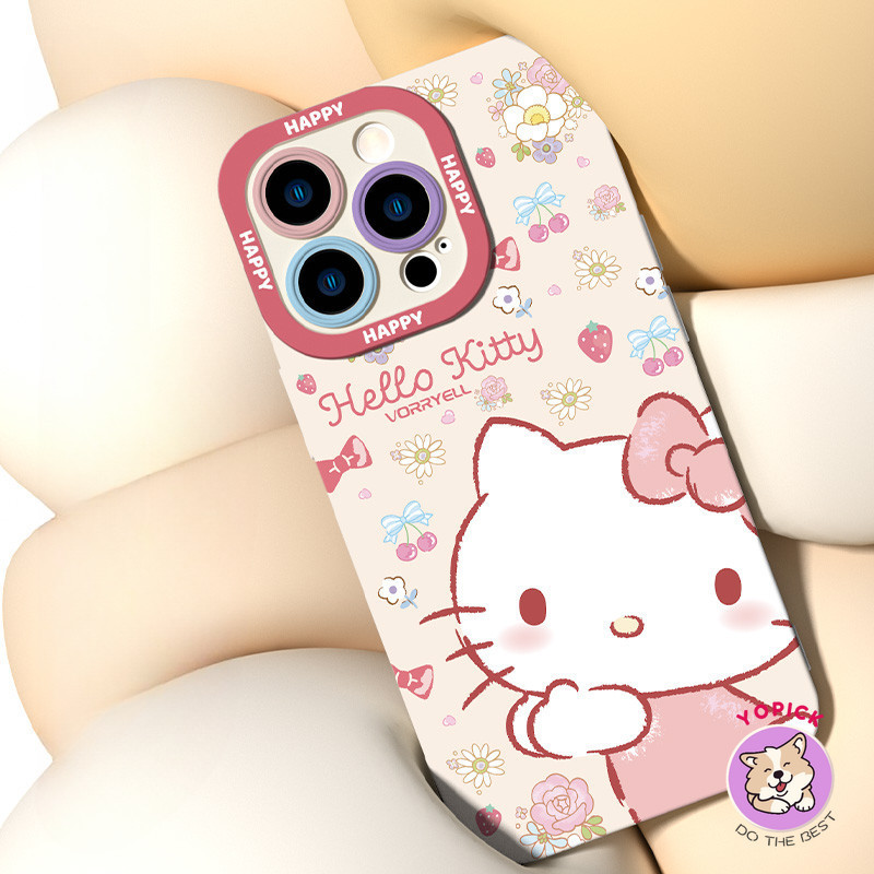 สตรอเบอร์รี่แมวสําหรับ iPhone 16 Promax เคสโทรศัพท์ 16 ฝาครอบป้องกัน 13pro 16 15pm ใหม่ 15plus ...