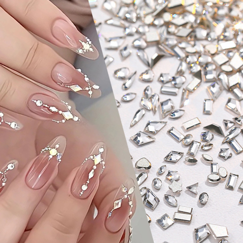 Ur SUGAR 50 ชิ้น Mini ขนาดเล็บ Rhinestones สีสันประกายสูงด้านล่างแบน ...