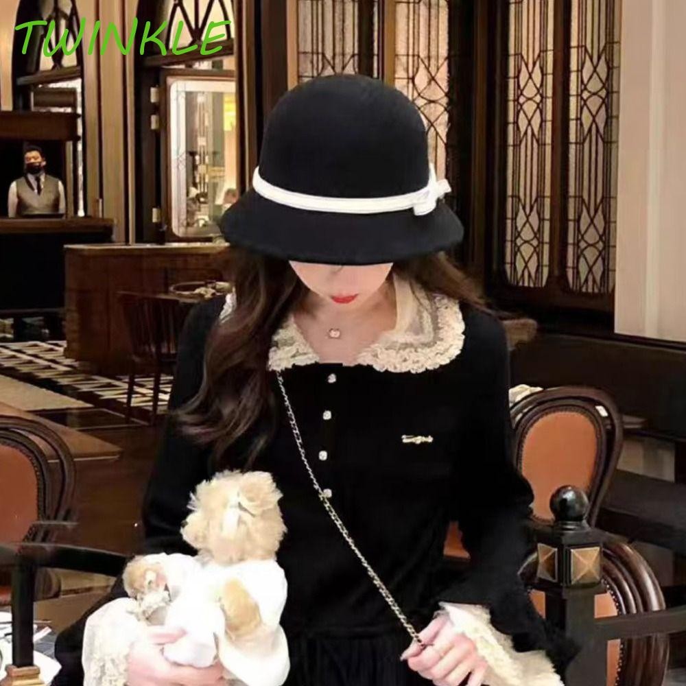 Twinkle1 Felt Official Hat, Hepburnesque Wealthy Heiress Style Bowknot ...