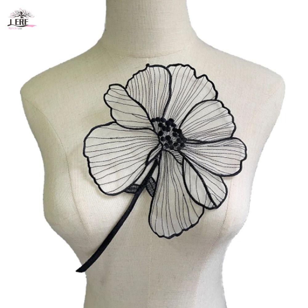Jeremy1 ปักดอกไม้ Applique, เย็บปักถักร้อย Patch Organza ดอกไม้แพทช์, เสื้อผ้าสีดําเย็บหัตถกรรม ...