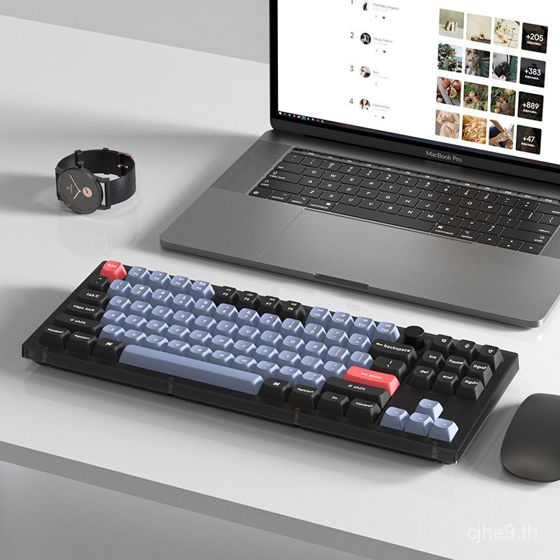 Keychron V3 สีดําโปร่งใส 87 คีย์คีย์บอร์ดแบบมีสาย RGB Knob Office ...
