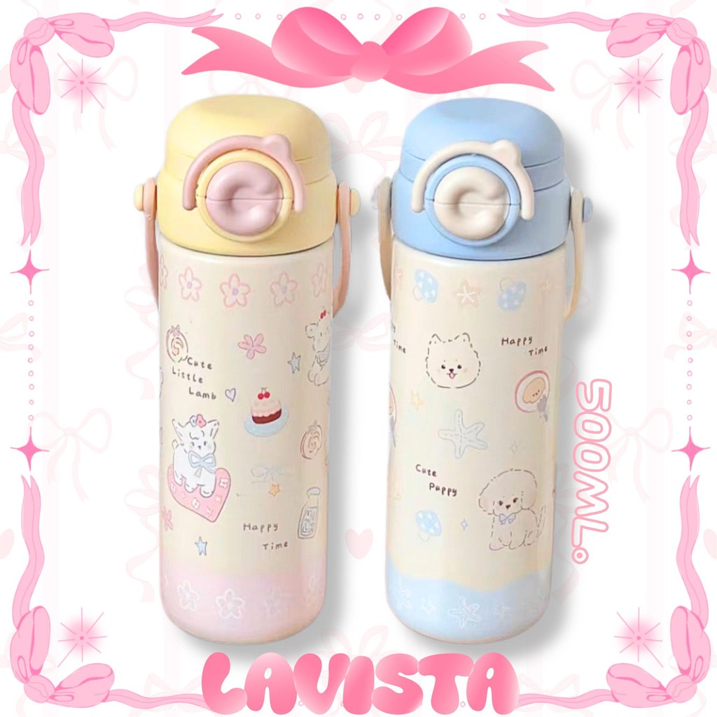 [ส่งจากไทย สแตนเลส316 500ML.] ขวดน้ำเก็บความเย็นหูหิ้วสุดCUTE กระบอกเก็บความเย็น | Shopee Thailand