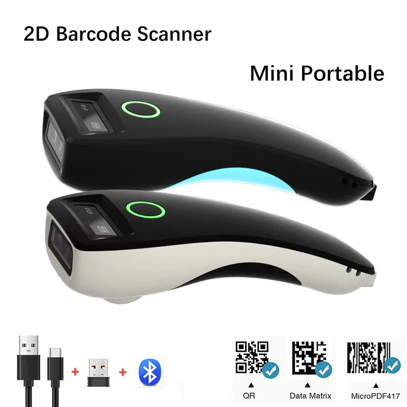 1D 2D Mini Barcode Scanner W6 ไร้สาย CMOS Scanner บลูทูธ Mini Pocket QR Code Reader IOS Android ...