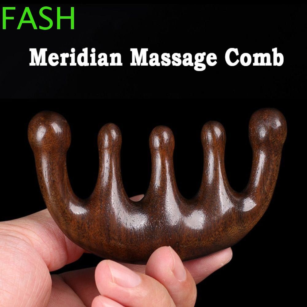 Fash หวีนวดไม้จันทน์, หวีผมฟันกว้างไม้ Meridian Scraping ป้องกันไฟฟ้า ...