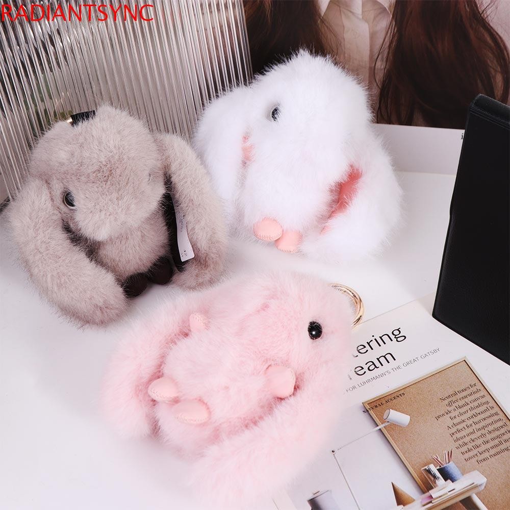 Radiantsync กระต่ายขนสัตว์พวงกุญแจ,ตุ๊กตาสัตว์ Pompom Bunny ตุ๊กตาคริสต์มาสของขวัญ Plush Kawaii ...