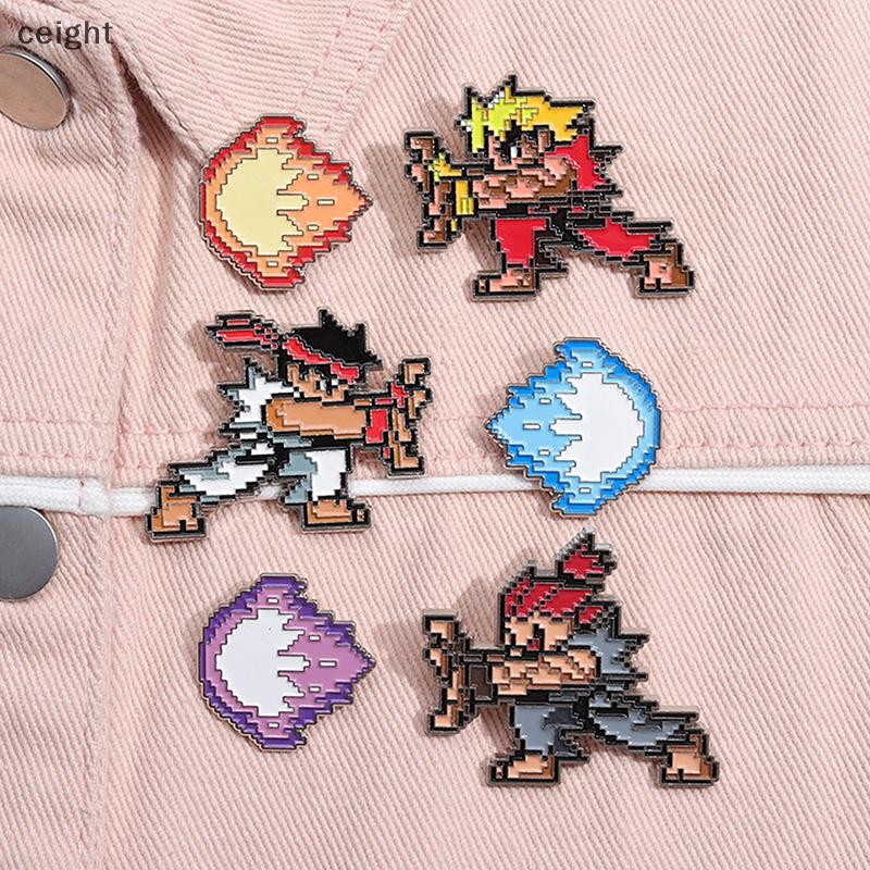 [ขนส่ง] Anime Street Fighter เคลือบ Pins Action Fighting เกมเข็มกลัด ...