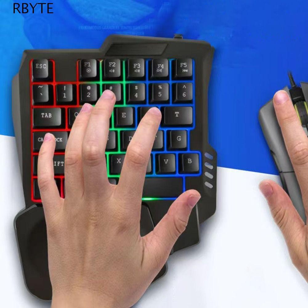Rbyte คีย์บอร์ดมือเดียว, USB Luminous One Handedly Keyboard, Single Handed Numpad Ultra-slim ...