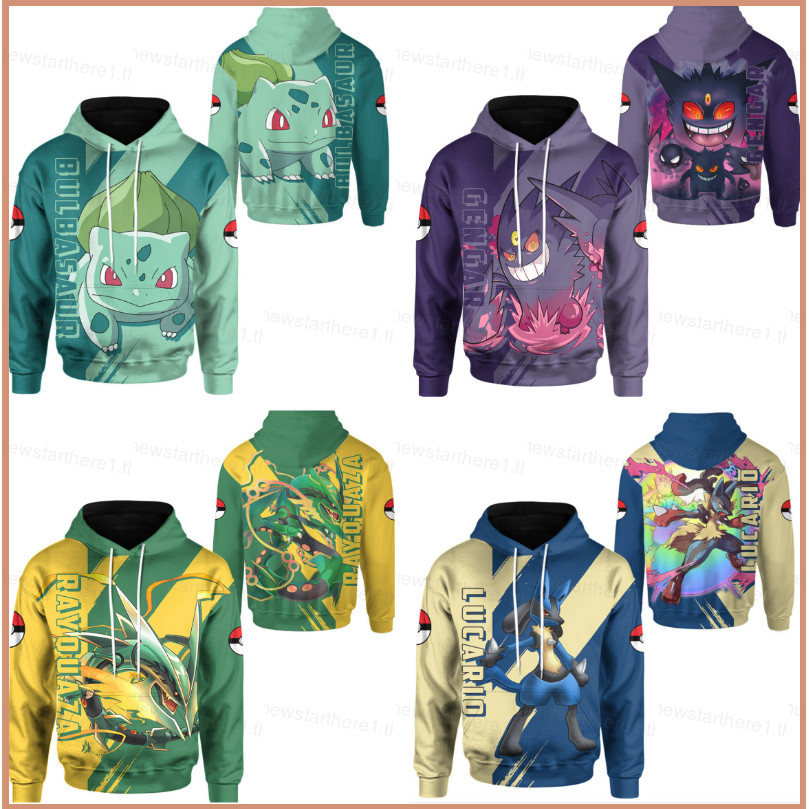 Jason Pokemon Kid Hoodie แขนยาว Unisex คอสเพลย์ Gengar Squirtle Lucario ...
