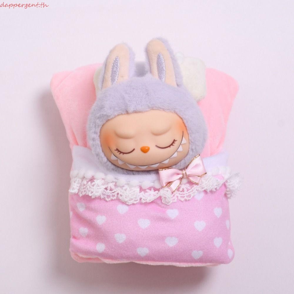 DAPPERGENT Labubu เสื้อผ้าตุ๊กตา, เกมคอนโซล Bed & Quilt นั่ง Labu Time ผ้า, Trim Handmade ...