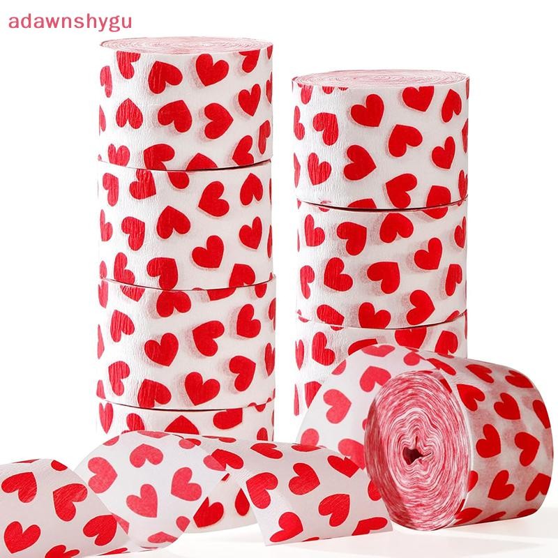 Adagu 6 ชิ้น 25 เมตรวันวาเลนไทน์ Crepe กระดาษริบบิ้นม้วนรูปแบบหัวใจลํา ...