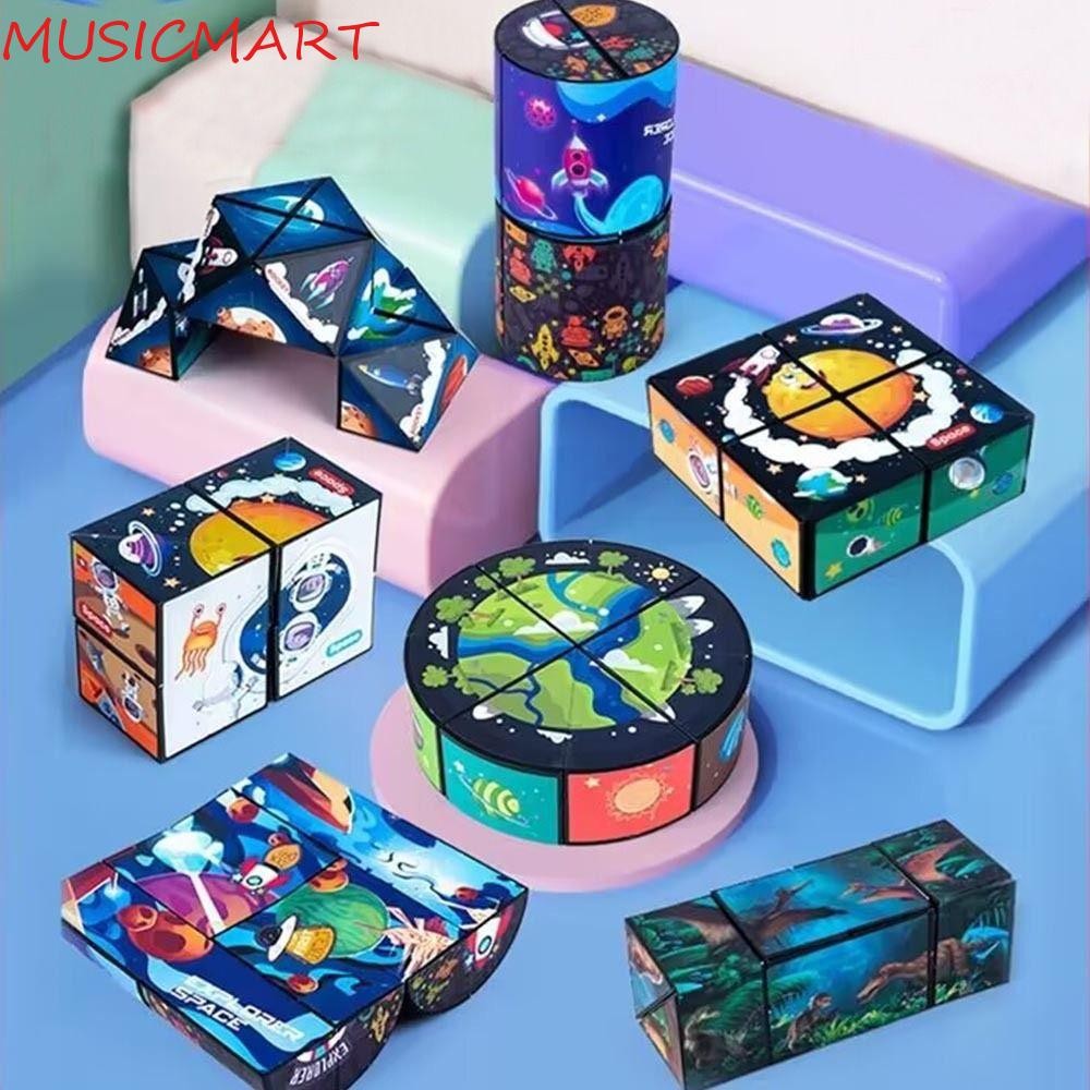 Musicmart Magic Cube, 3D หมุนการ์ตูน Intelligence Cube Magic ของเล่น,ปริศนาปลายนิ้วไดโนเสาร์ที่ ...