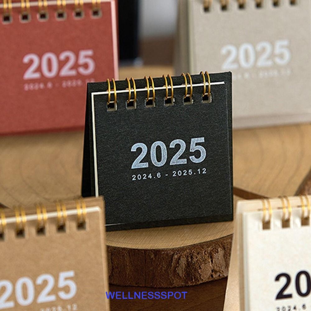 Wellnessspot 2024-2025 ปฏิทิน, Creative Simple Mini Desktop ปฏิทิน, ถุงของขวัญกระดาษหนาแบบพกพา ...