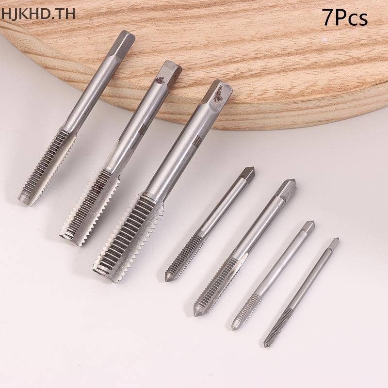 [ดีกว่า] 7 ชิ้น M3-M12 Hand Tap Square Shank Pointed Straight Groove ...