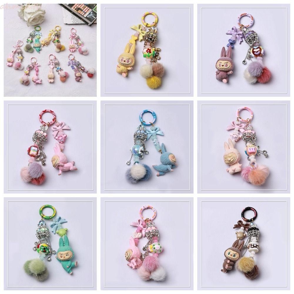 Ahmed Lazy Yoga Labubu Doll, ซิลิกาเจล Plush Ball Flocking Labubu Key ...