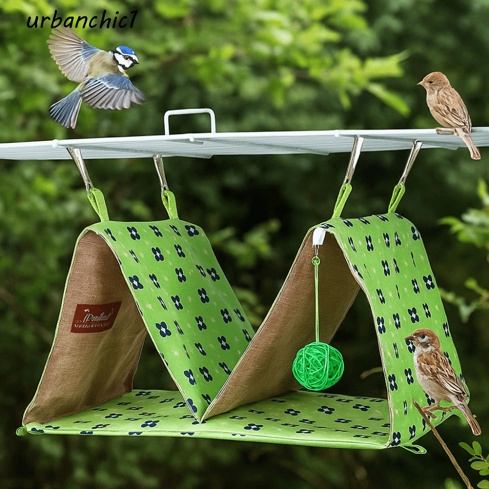 URBANCHIC แขวนบ้านรังนก, พร้อม Ball Double Hole Parrot Hammock, ปฏิบัติกัดทน Breathable Bird ...