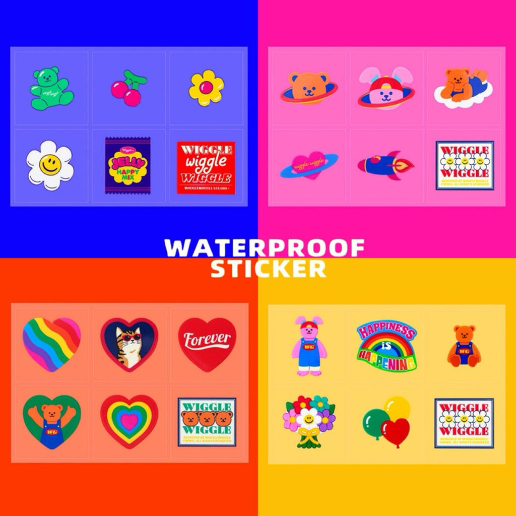 Wiggle Waterproof Sticker / สติ๊กเกอร์กันน้ำ 6ชิ้น/แผ่น | Shopee Thailand
