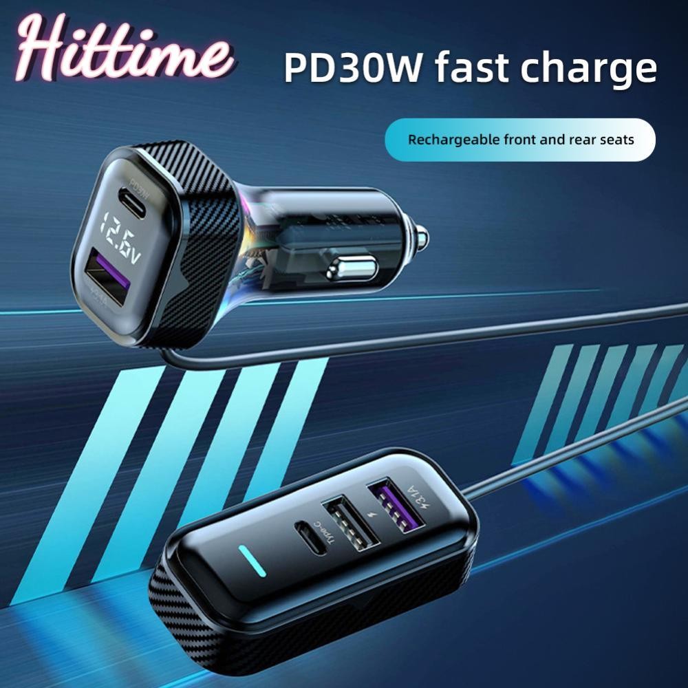 Hittime PD 30W ที่ชาร์จแบตในรถด้านหน้าและด้านหลัง Universal พร้อมสายต่อ 1.5M 5 พอร์ตตัวแปลง ...