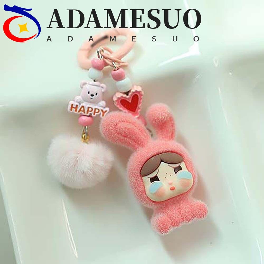 Adamesuo Flocking Crybaby พวงกุญแจ, ซิลิกาเจล Plush Ball Plush Labubu จี้, Creative PP ผ้าฝ้าย ...