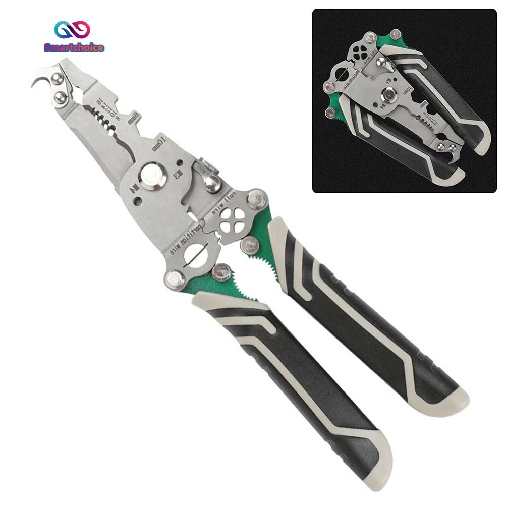 ⚡ทางเลือกอัจฉริยะ⚡18 in 1 เครื่องปอกสายไฟแบบพับได้ Multi-function Strip Plier Crimper เครื่องตัด ...