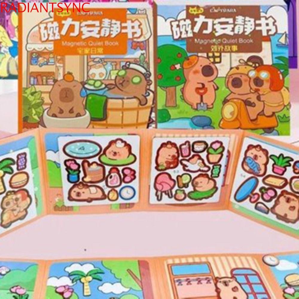Radiantsync Capybara สติกเกอร์หนังสือ,การ์ตูนกระดาษแม่เหล็กเงียบหนังสือ,เกมการฝึกอบรม 3D ...
