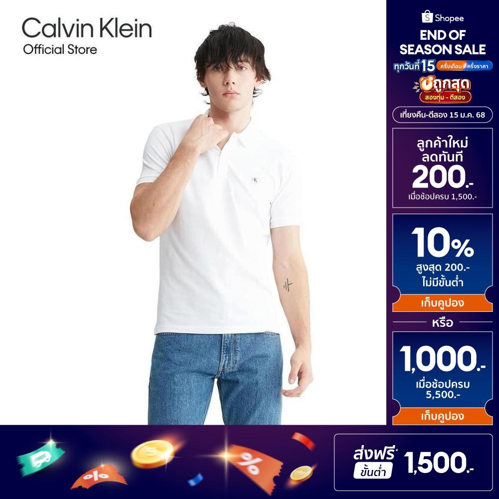 CALVIN KLEIN เสื้อโปโลผู้ชาย CK Badge Slim Smooth Cotton ทรง Slim รุ่น ...