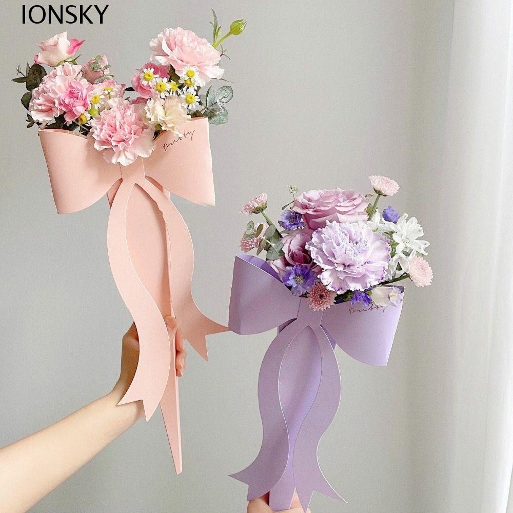 กล่องบรรจุภัณฑ์ดอกไม้ IONSKY Bowknot, กระเป๋าช่อดอกไม้ Papper ...