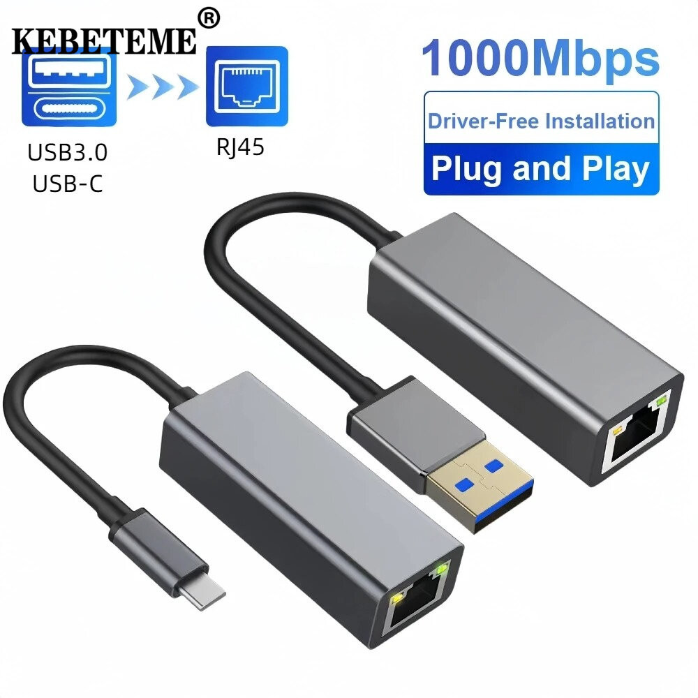 Usb Type C อะแดปเตอร์อีเธอร์เน็ต 1000Mbps USB 3.0 RJ45 การ์ดเครือข่ายสําหรับ MacBook PC Windows ...