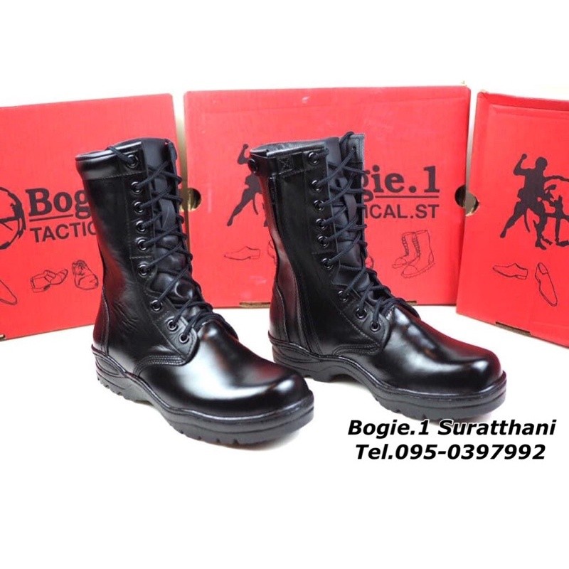 รองเท้าคอมแบท หนังแท้ (ตาไก่) แบบมีซิป E1 Bogie1 | Shopee Thailand