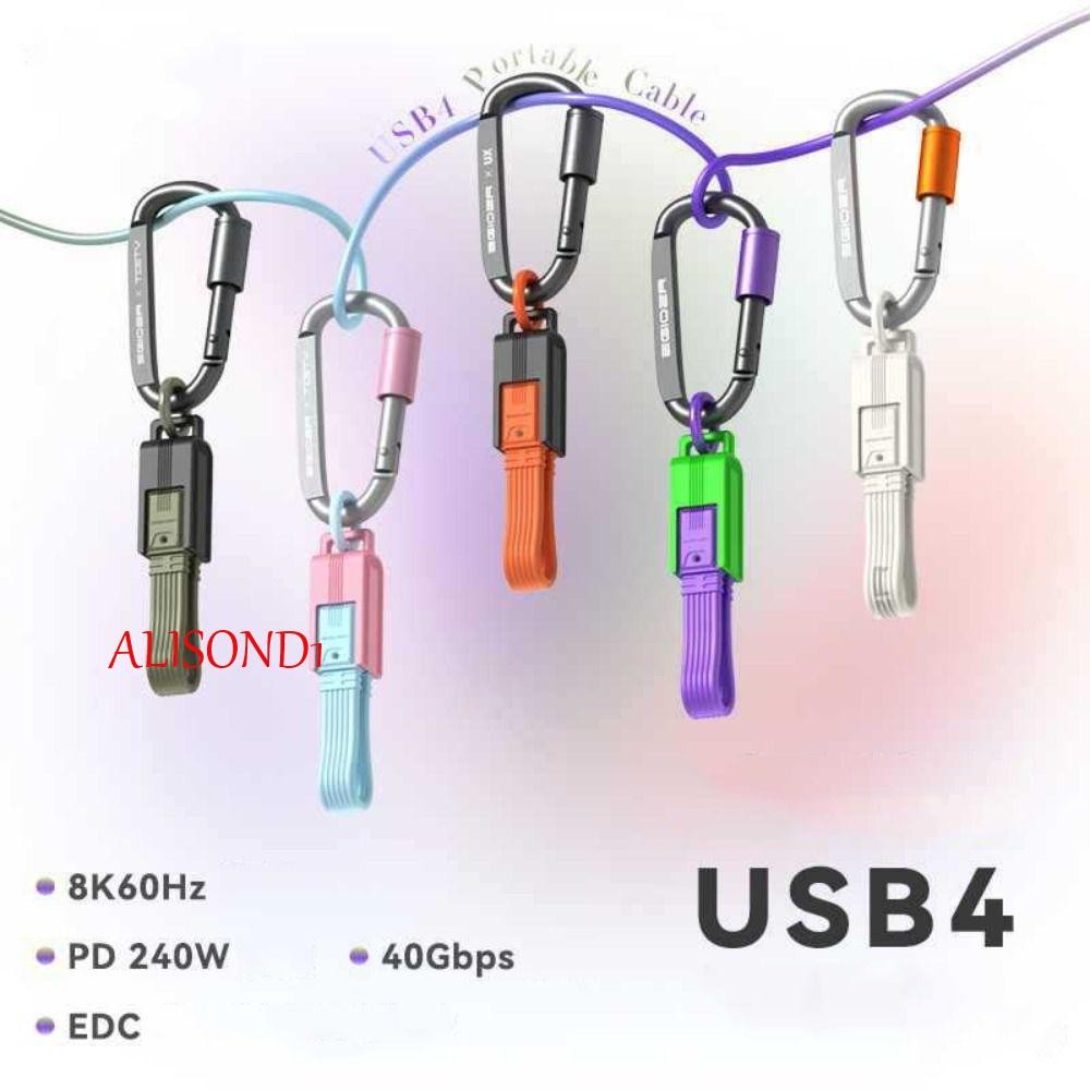 ALISOND1 Type C Data Cable, Double Headed TPE USB 4 Cable, พวงกุญแจ C ...