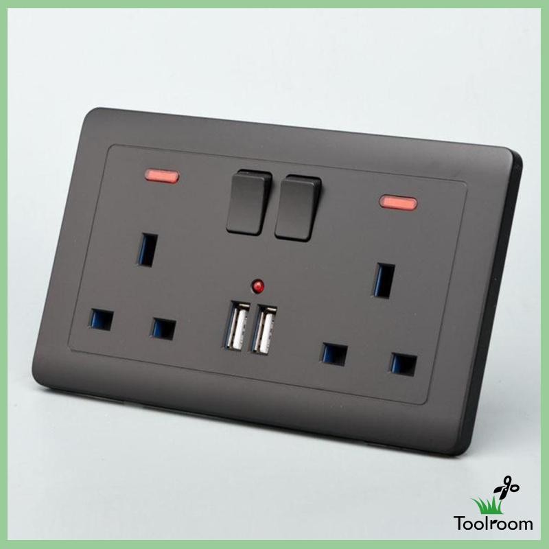 [ Forever USB DOUBLE WALL SOCKET 13 AMP UK PLUG 2 GANG SWITCH เครื่องชาร์จไฟฟ้า | Shopee Thailand